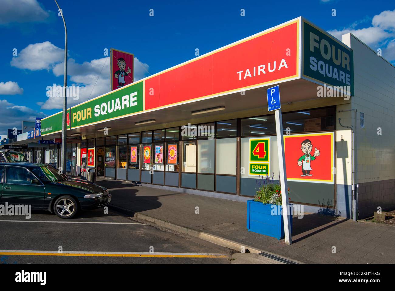 The Four Square supermarket in Tairua New Zealand, part of a network of over two hundred stores ...