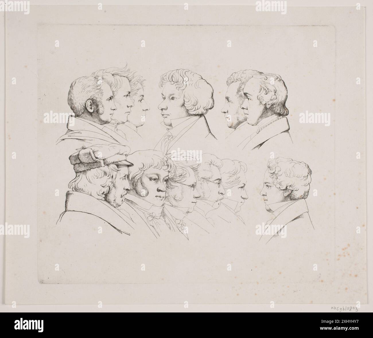 Ernst Meyer's etching series '12 Portraits (Rom 1825)' shows twelve ...