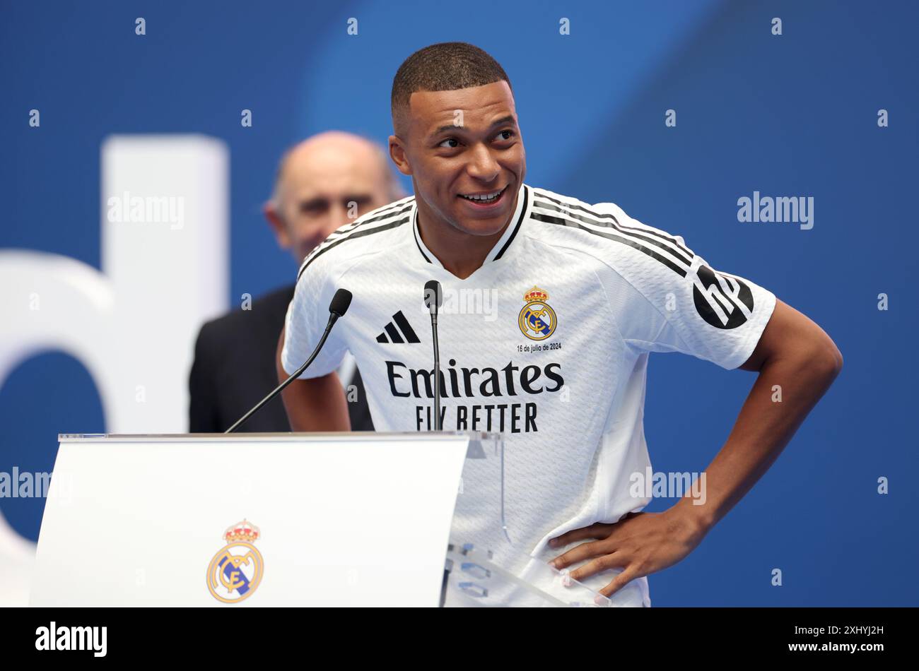 New Real Madrid player Kylian Mbappe during a presentation at the ...