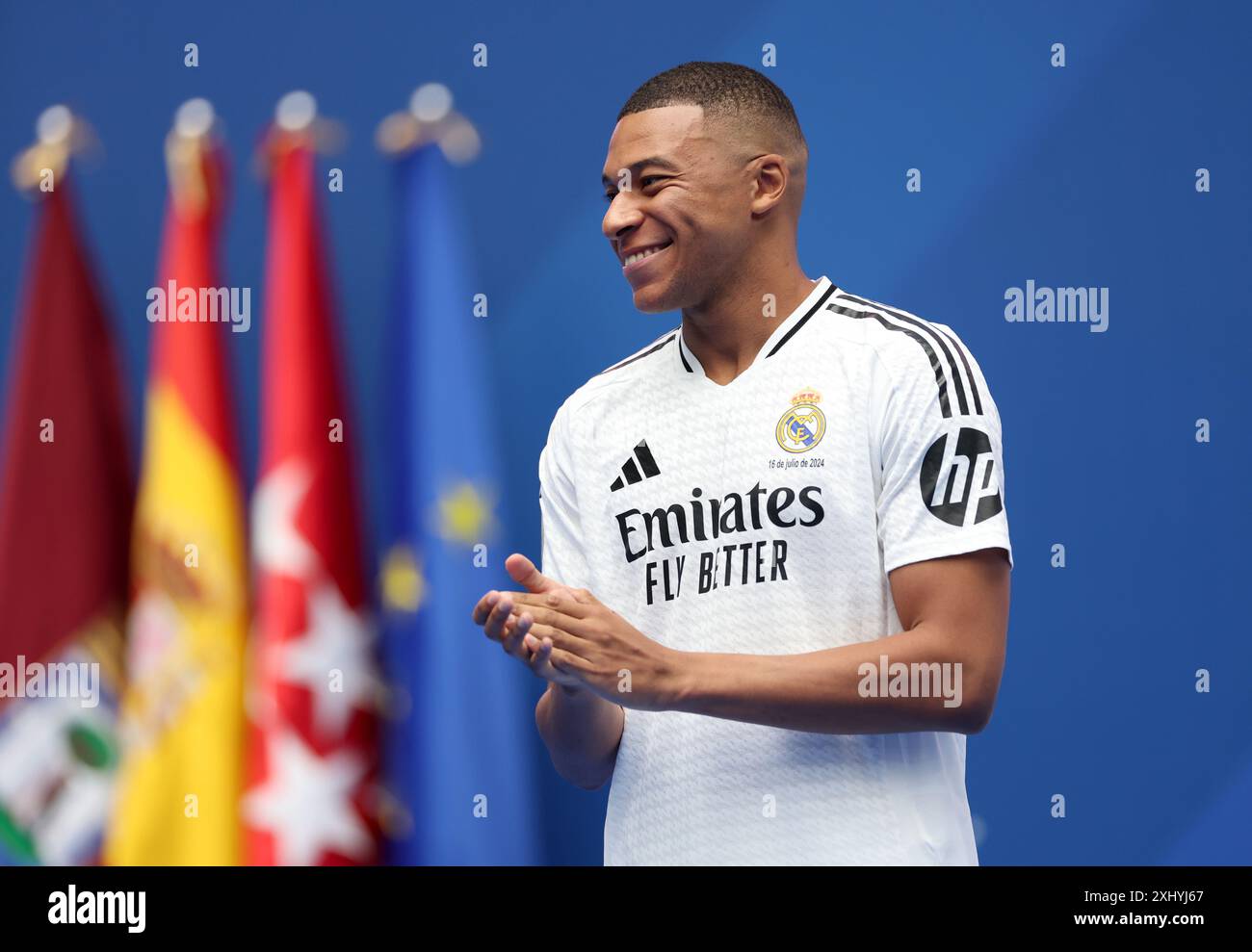 New Real Madrid player Kylian Mbappe during a presentation at the ...