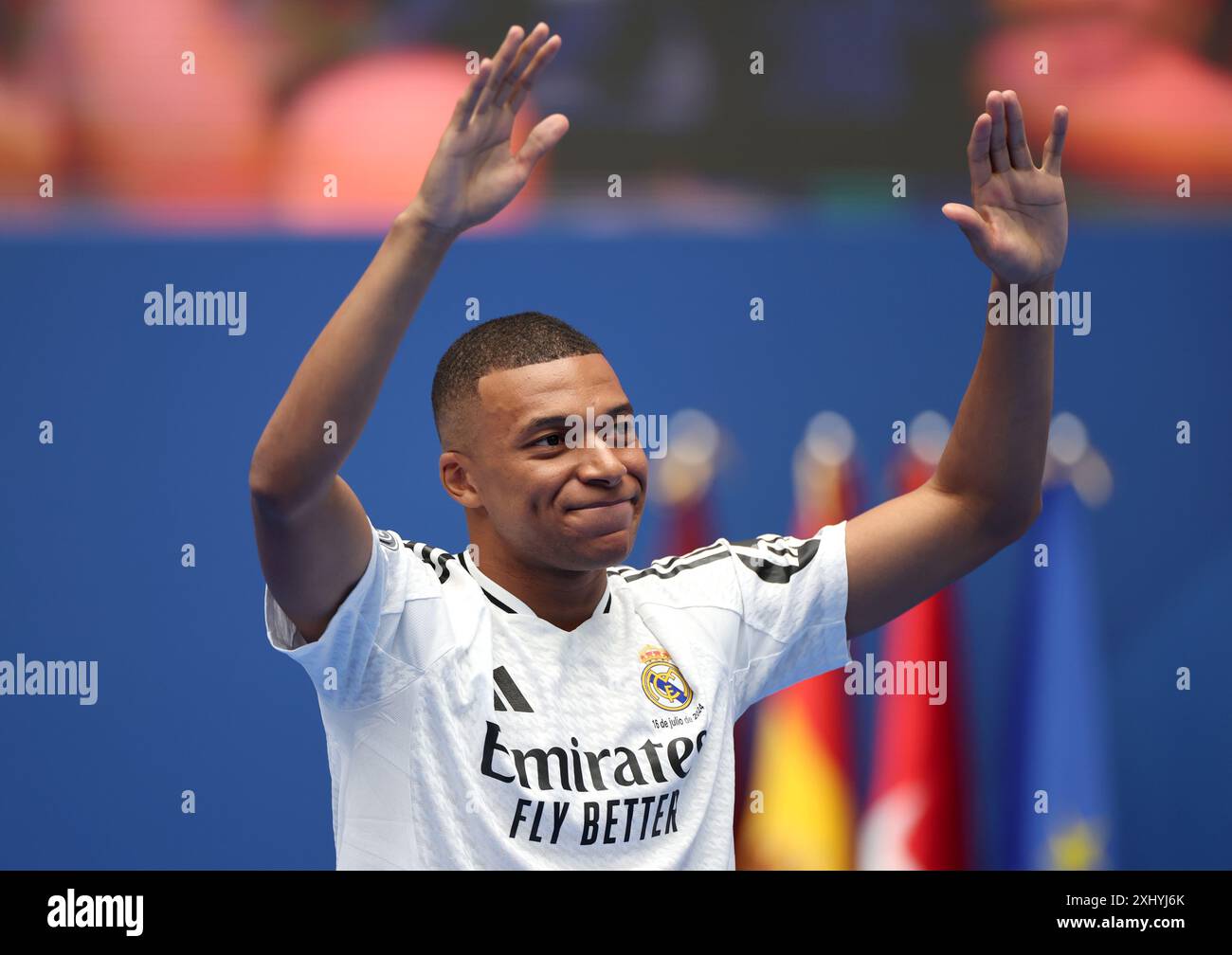 New Real Madrid player Kylian Mbappe during a presentation at the ...