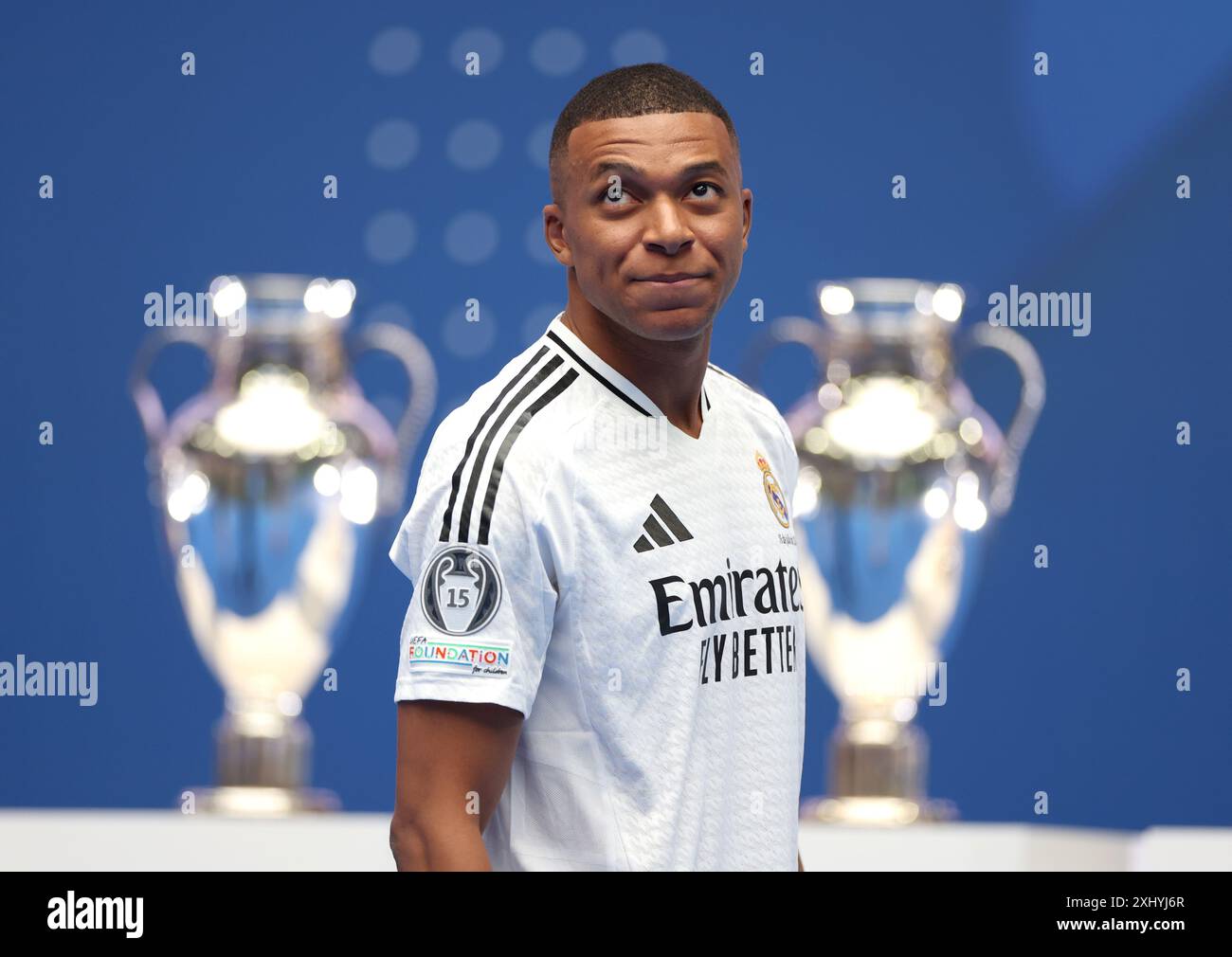 New Real Madrid player Kylian Mbappe during a presentation at the ...