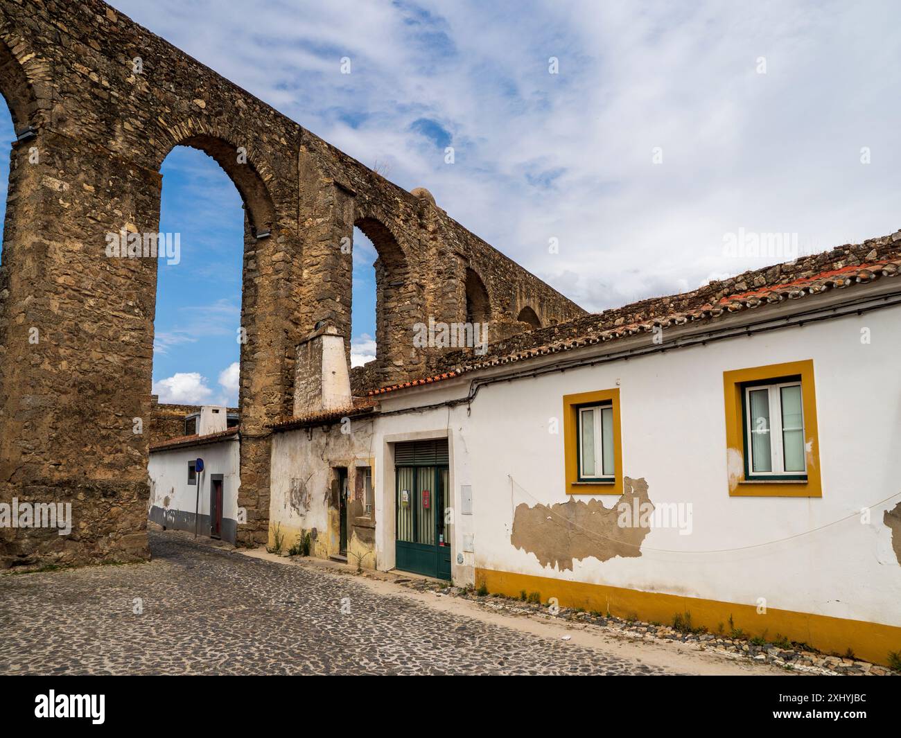 Over the centuries, the Roman aqueduct of Evora, Portuga,l has been the ...