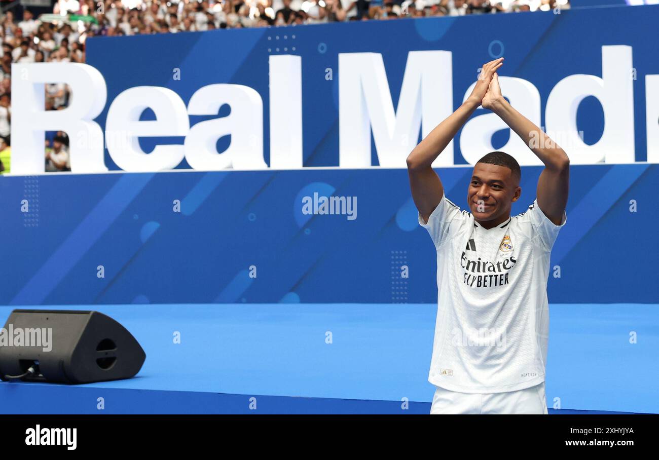 New Real Madrid player Kylian Mbappe during a presentation at the ...
