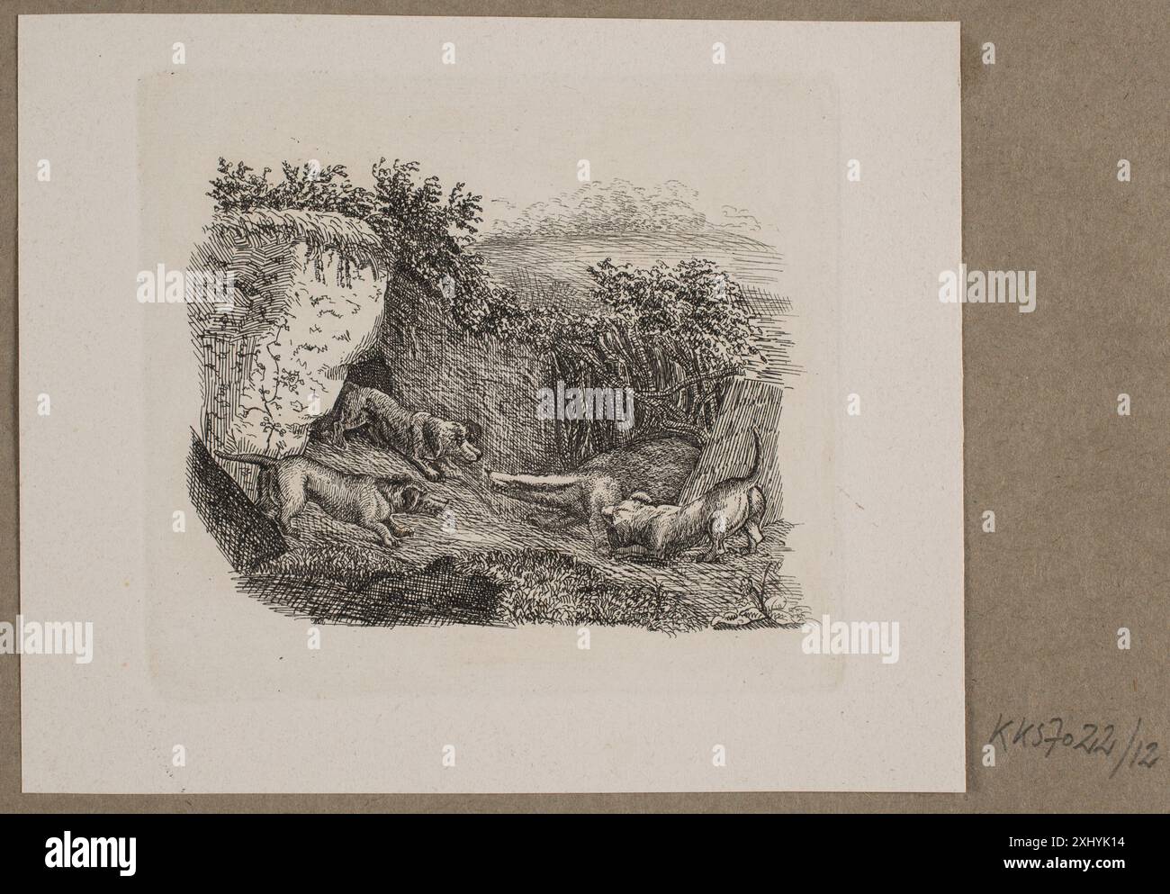 Engraving print by Vilhelm Kyhn (1819-1903) illustrating a scene from O ...