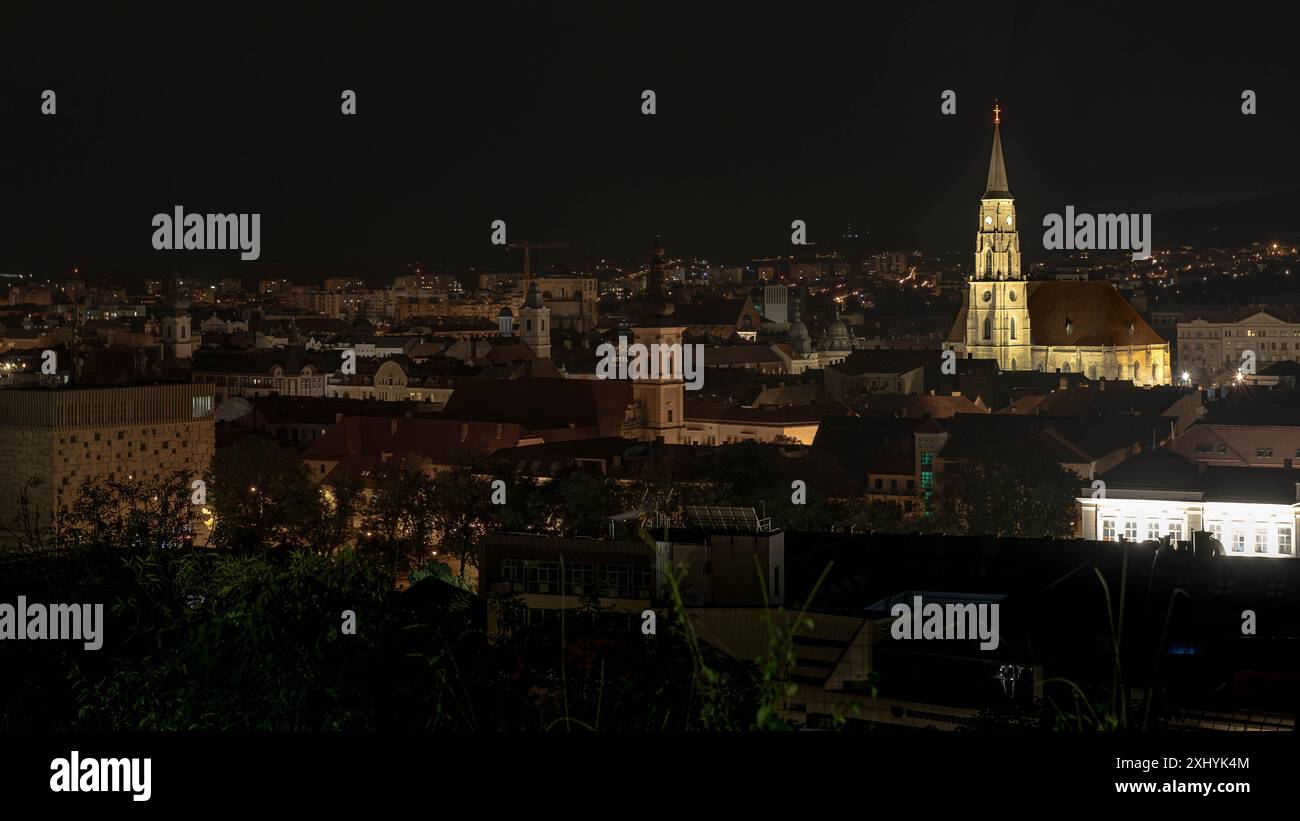 Night view over Cluj Napoca Stock Photo - Alamy