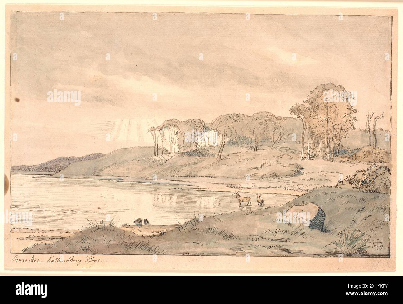 Landscape Lundbye, Johan Thomas 1818 - 1848 Drawing Vandfarve ...