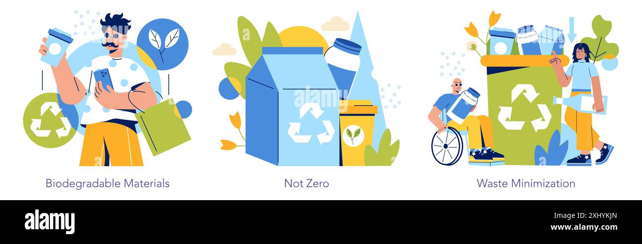 Circular Economy set. Sustainability through recycling, reusable ...