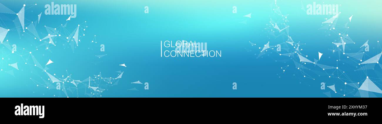 Global network connection banner design template. Header social network ...