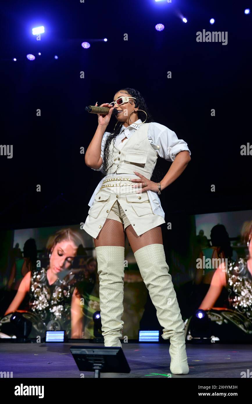 West Palm Beach, Florida, USA. 14th July, 2024. Singer Mya performs ...