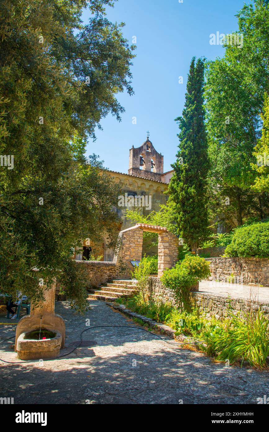 Facade of the monastery. Buenafuente del Sistal, Guadalajara province ...
