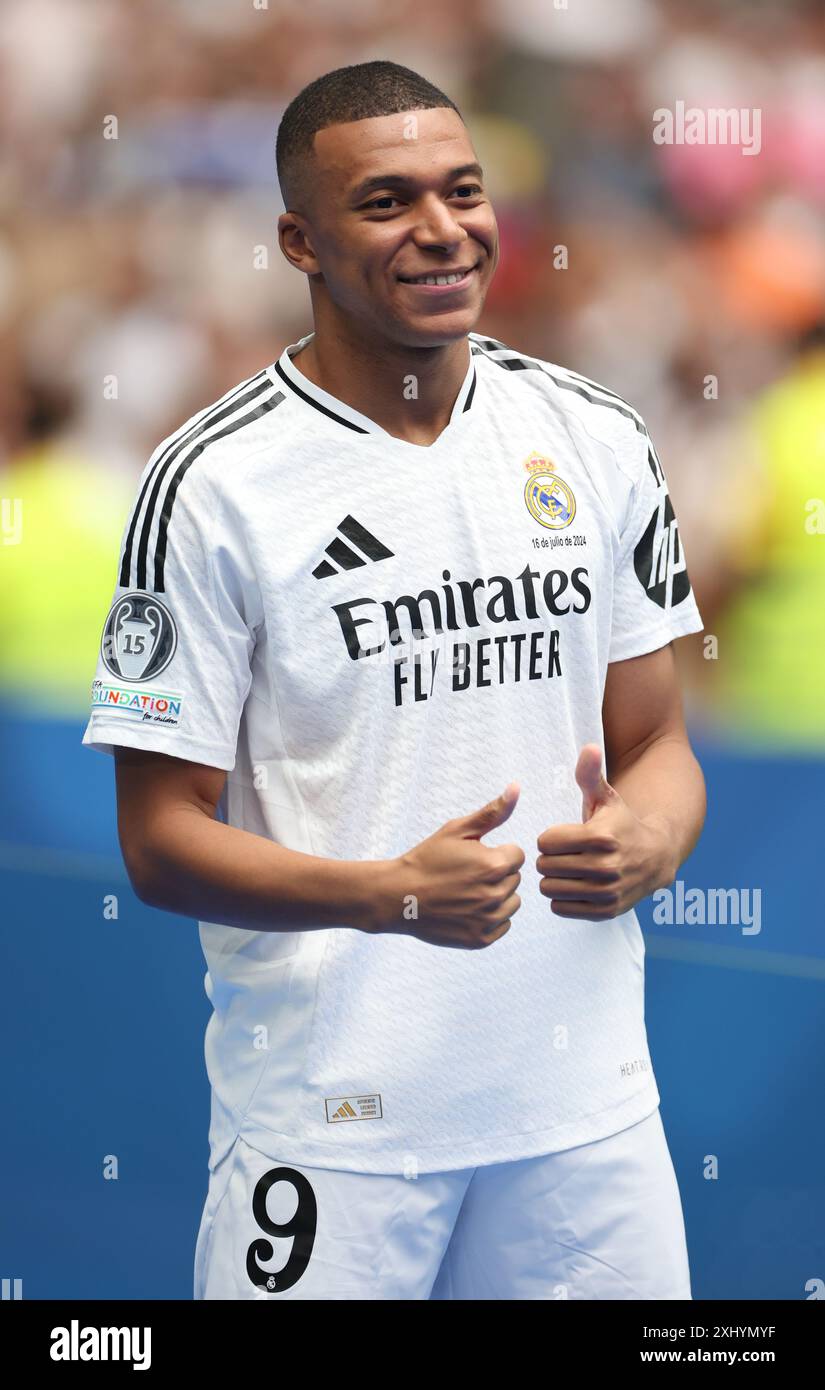 New Real Madrid player Kylian Mbappe during a presentation at the ...