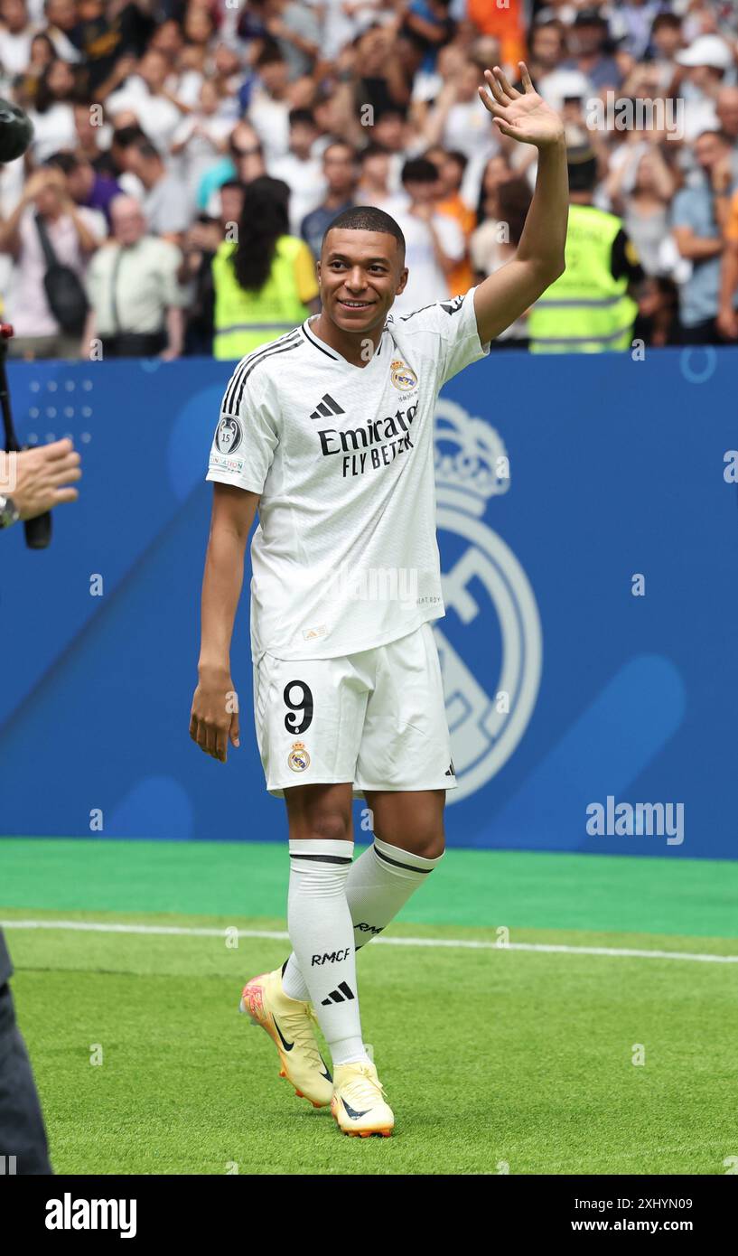 New Real Madrid player Kylian Mbappe during a presentation at the ...