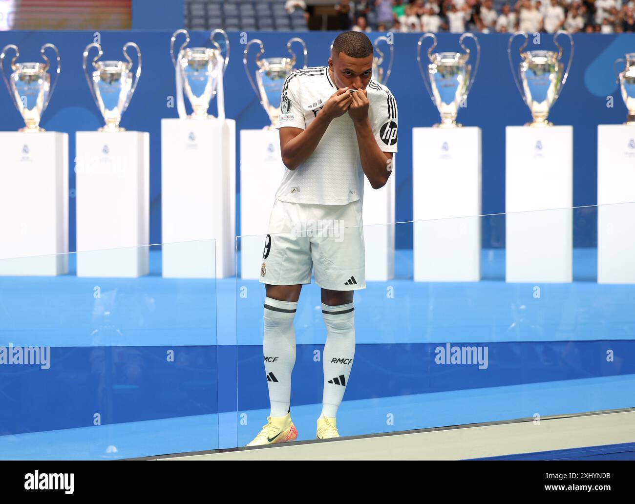 New Real Madrid player Kylian Mbappe during a presentation at the ...