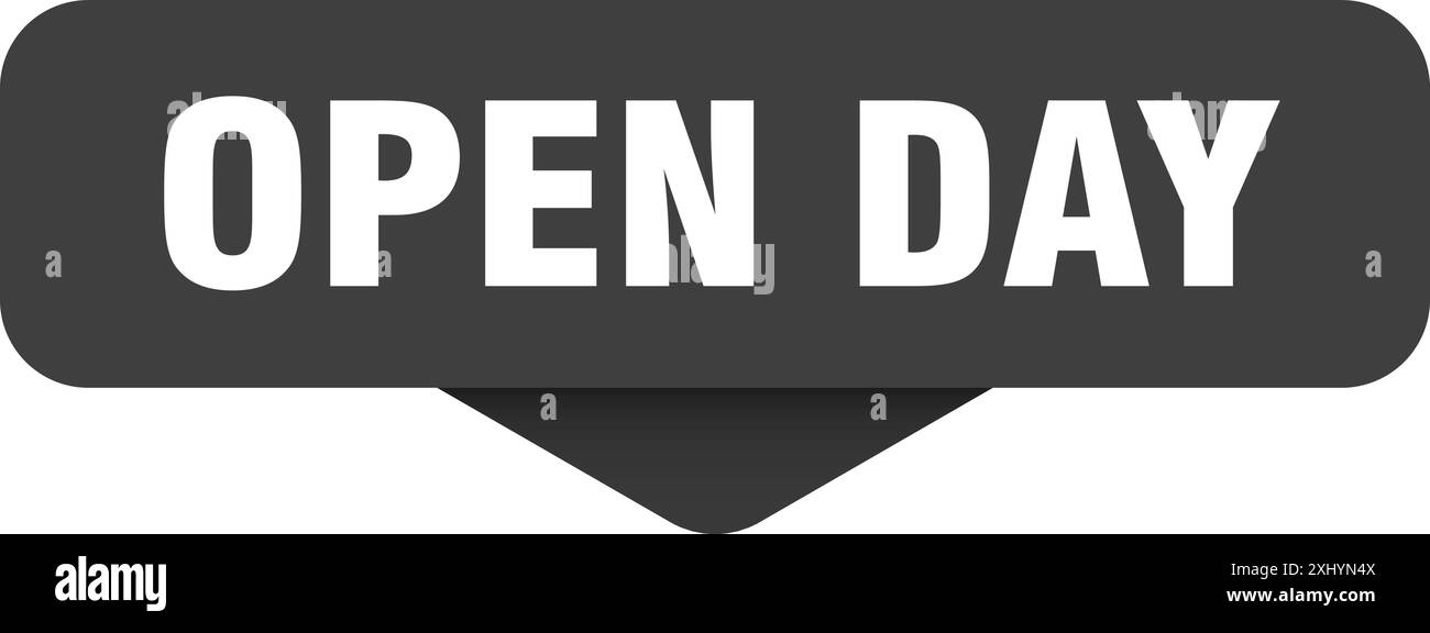 open day sticker. open day sign on transparent background. rectangular ...