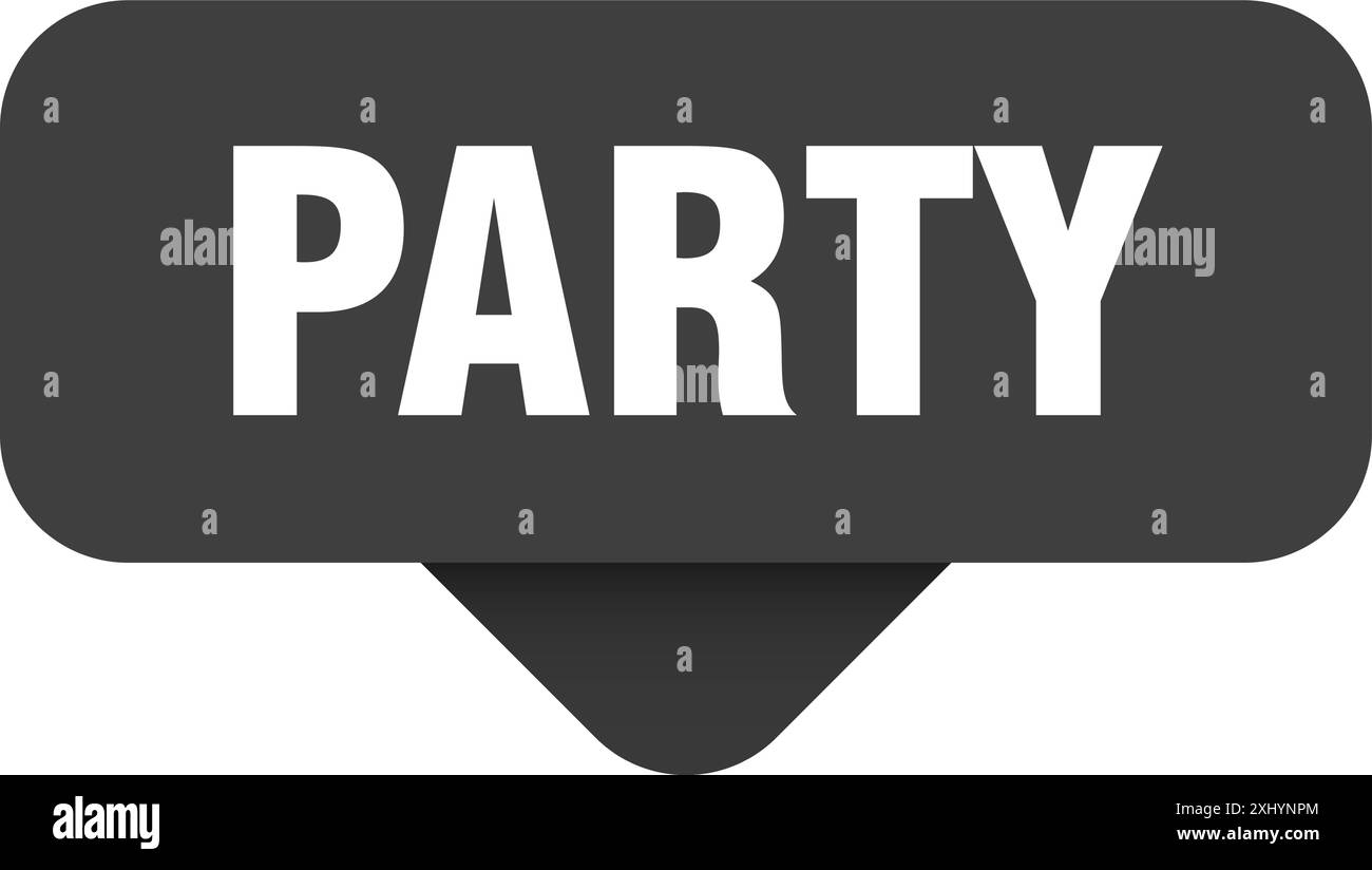 party sticker. party sign on transparent background. rectangular button ...