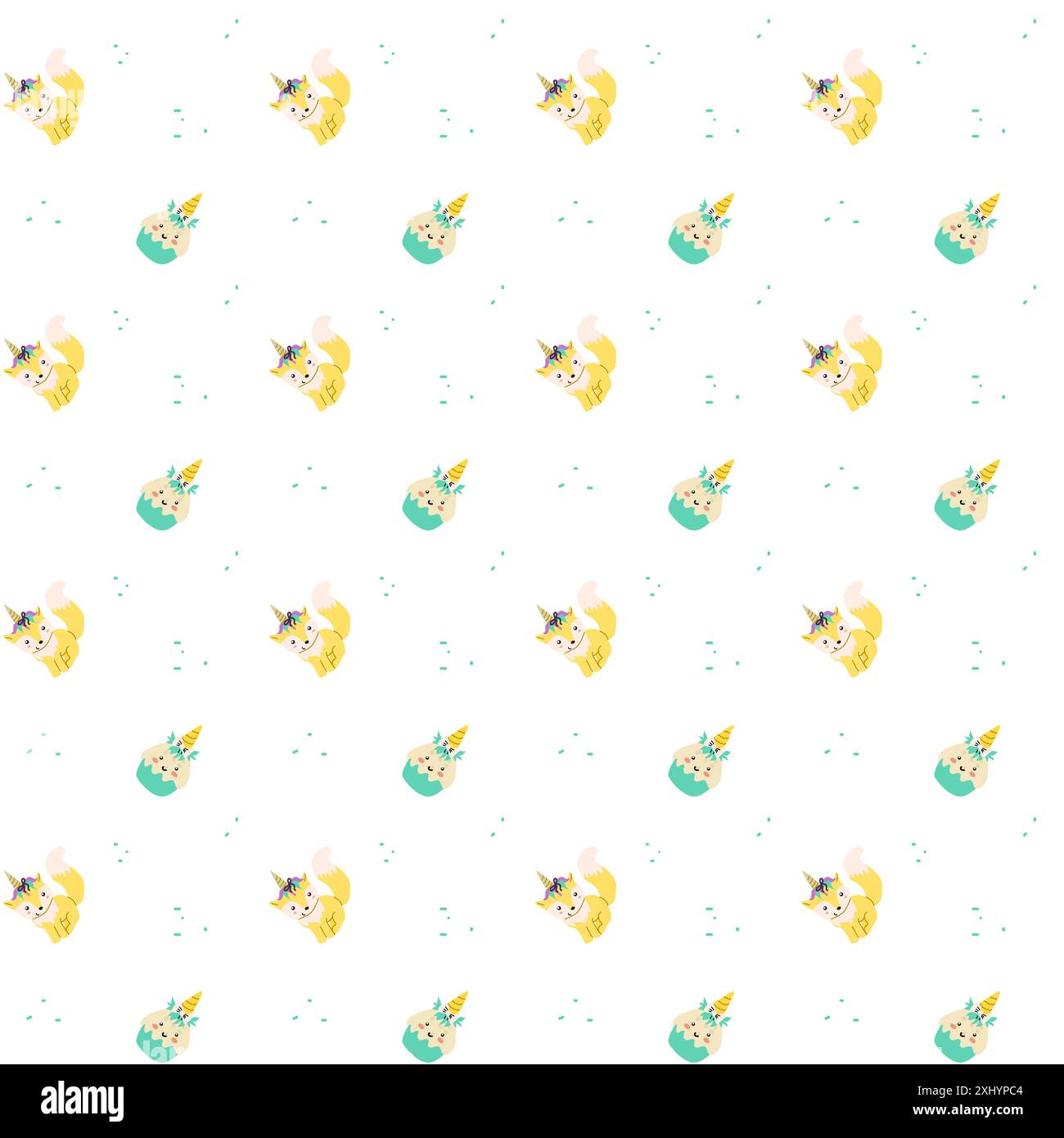 Childrens holiday pattern with confetti and cute animal. Childish ...