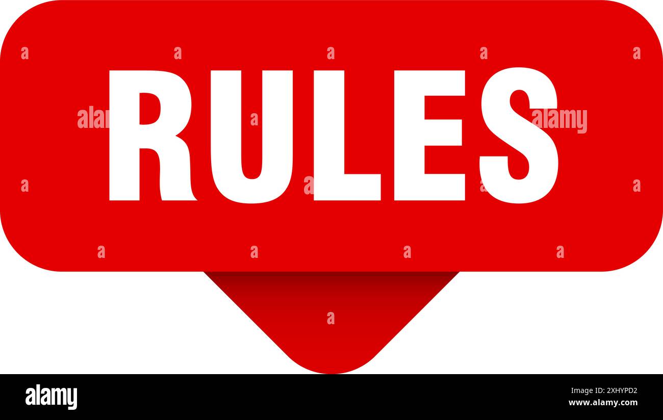 rules sticker. rules sign on transparent background. rectangular button ...