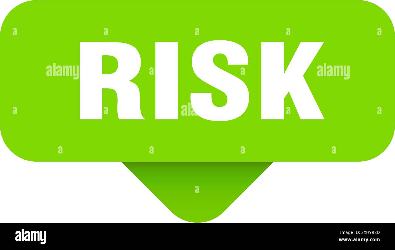 risk sticker. risk sign on transparent background. rectangular button ...