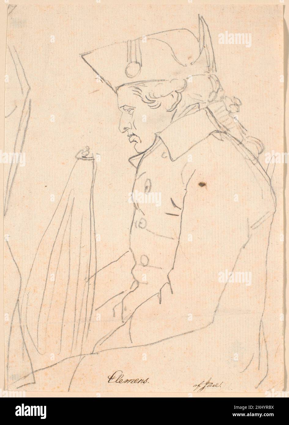 A drawing by Jens Juel (1745-1802) showing a three-quarter portrait of ...