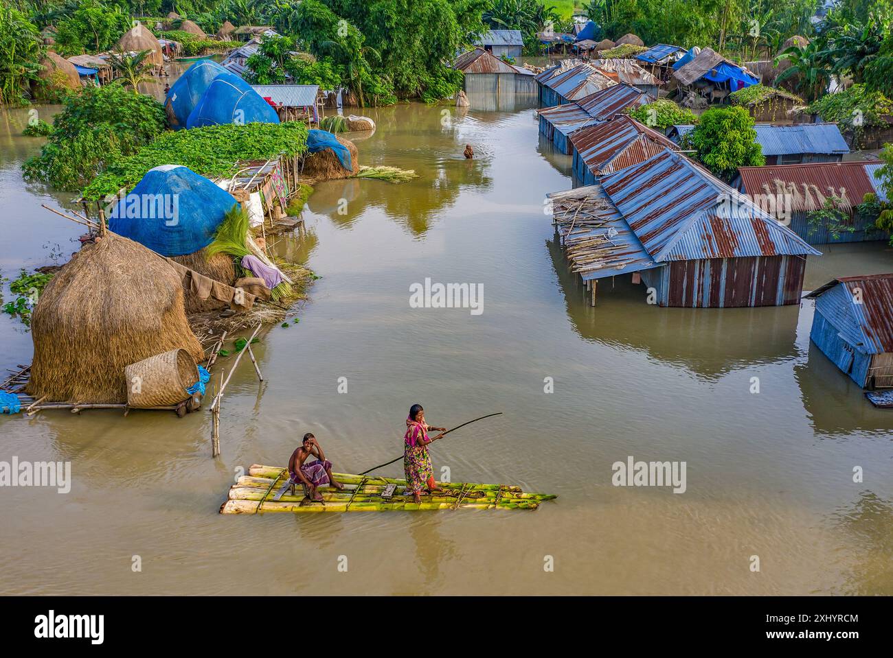 Flood affected villages in Northern Bangladesh, highlighting the ...