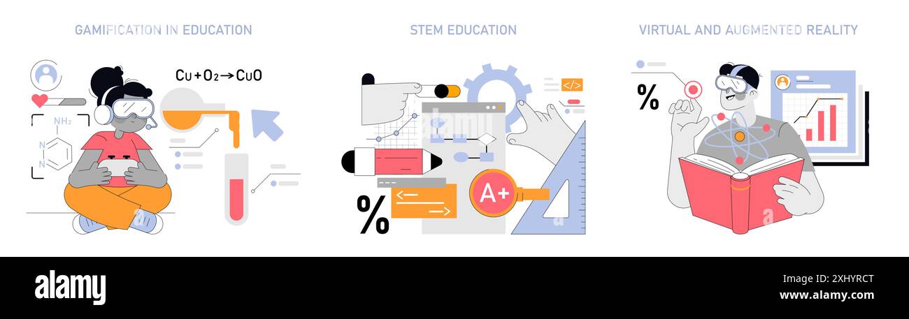 Education set. Modern learning approaches including gamification, STEM ... Education set. Modern learning approaches including gamification, STEM ...
