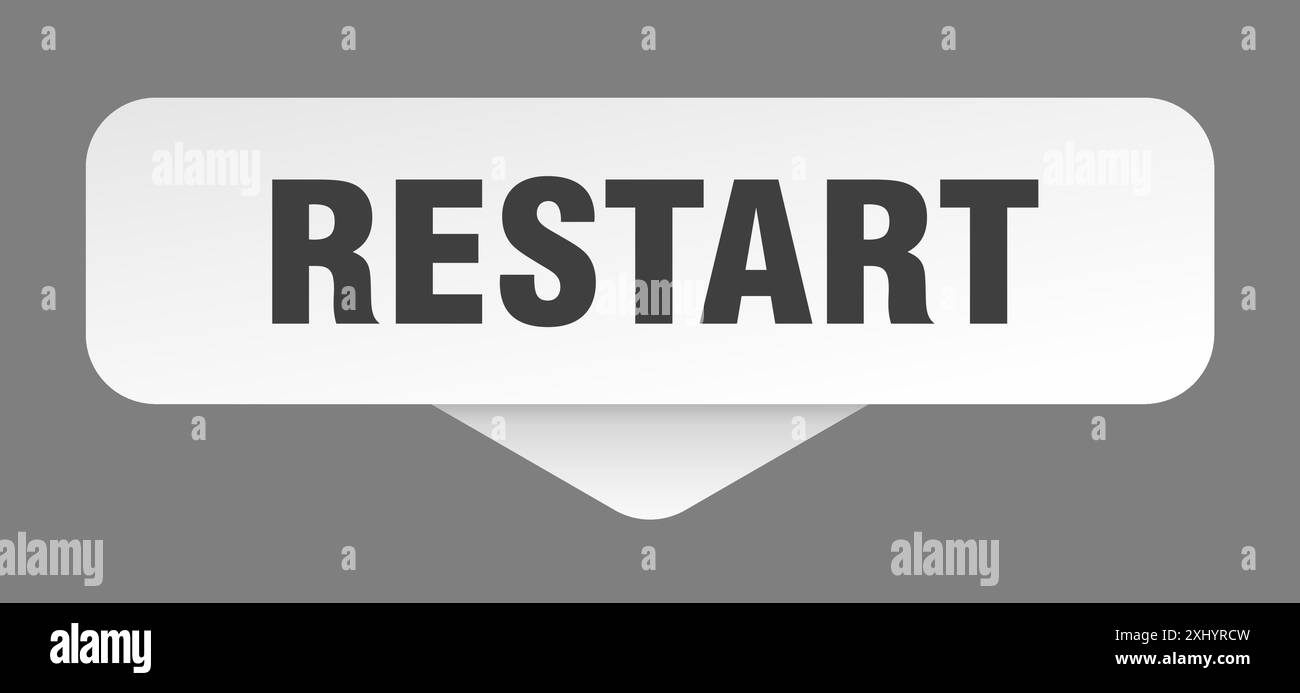 restart sticker. restart sign isolated on gray background. rectangular ...