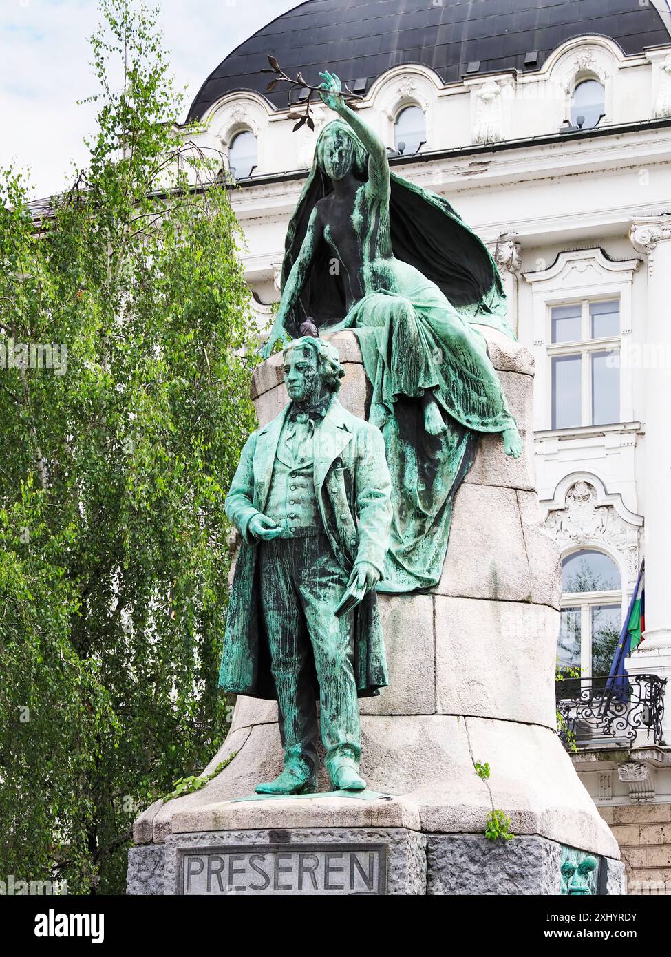 Sculpture commemorating national poet France Preseren with muse in ...