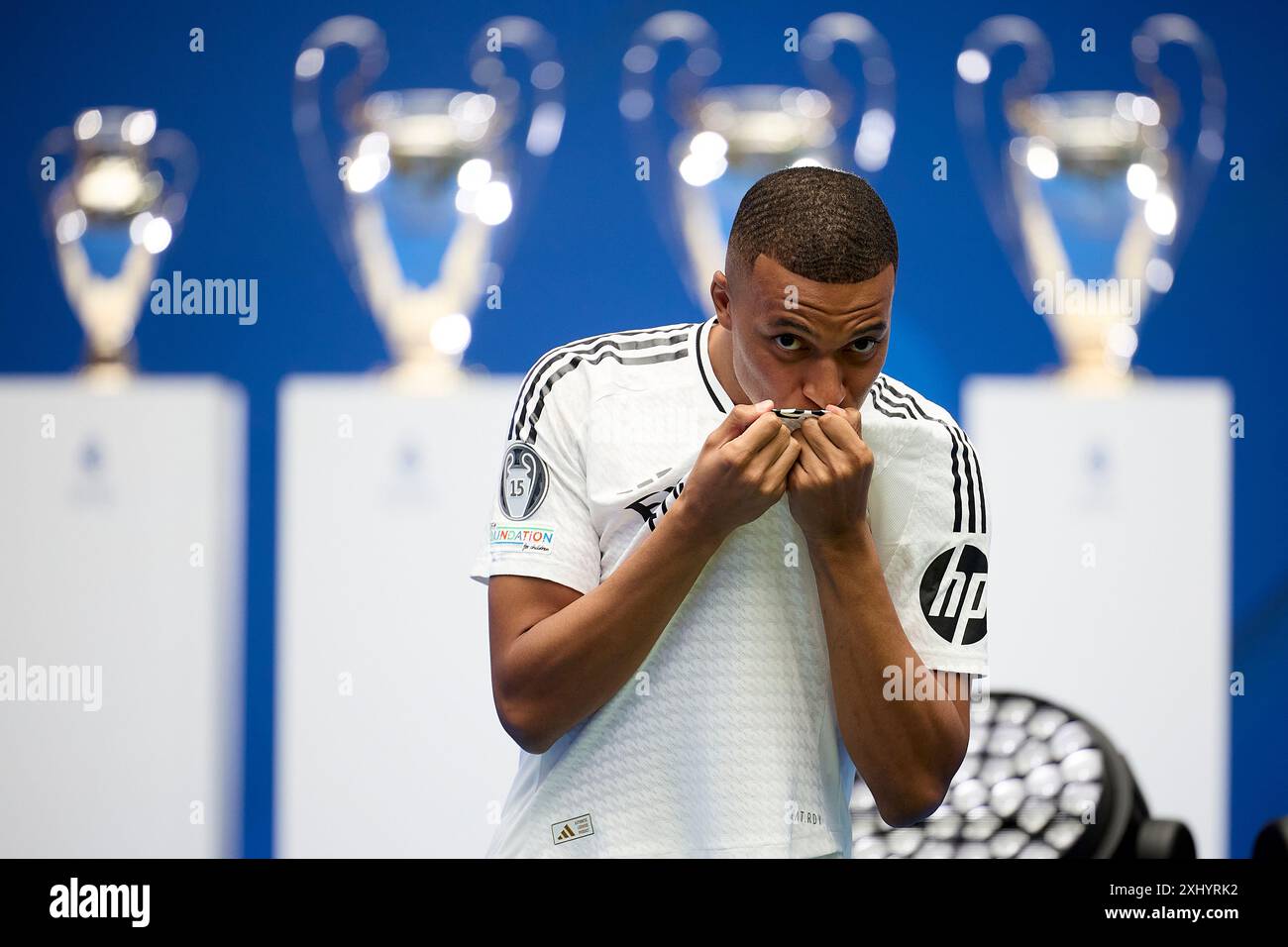 MADRID, SPAIN - JULY 16: Real Madrid new signing, Kylian Mbappe is ...