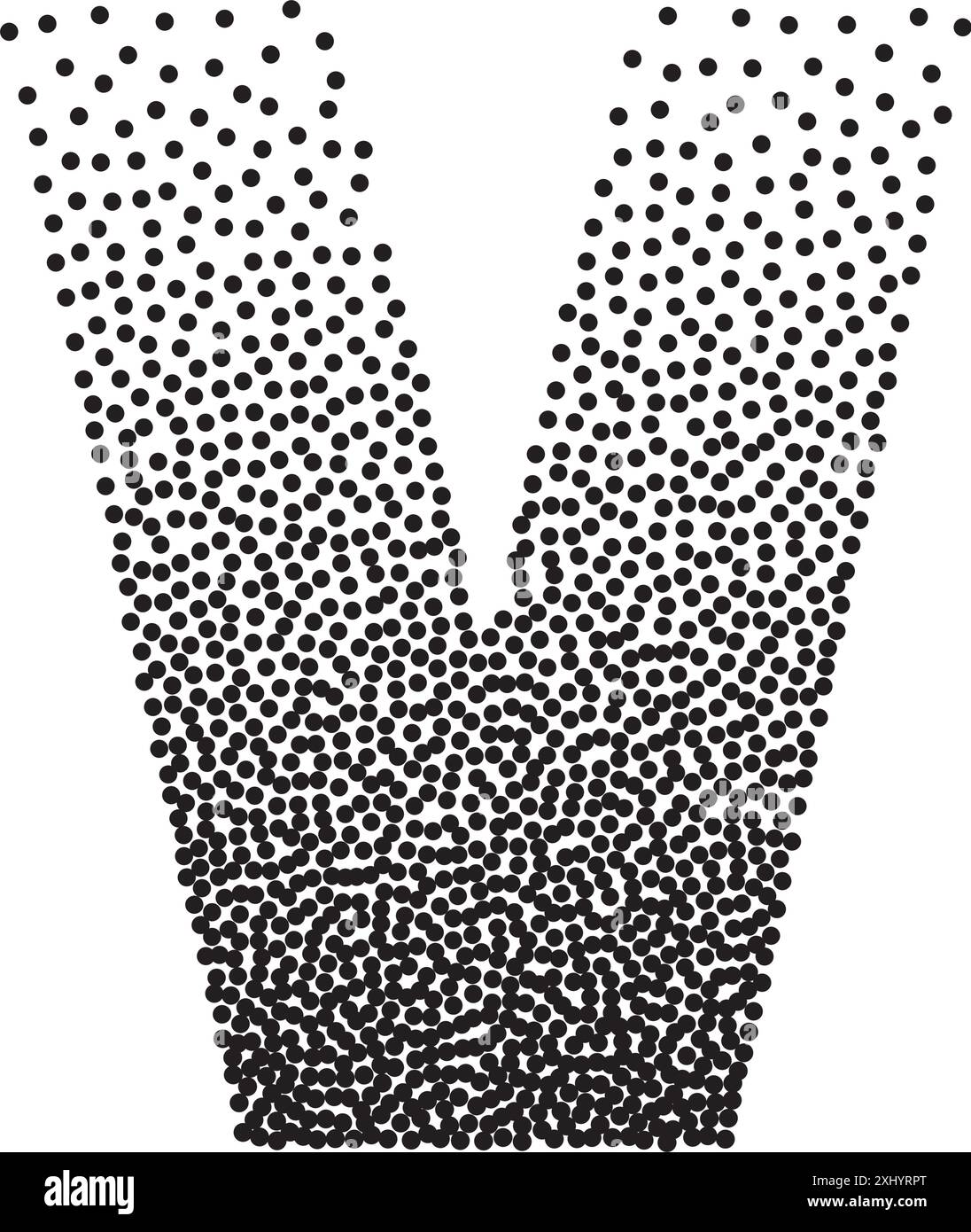Halftone gradient grain letter V. Vector stipple dotted textured font ...