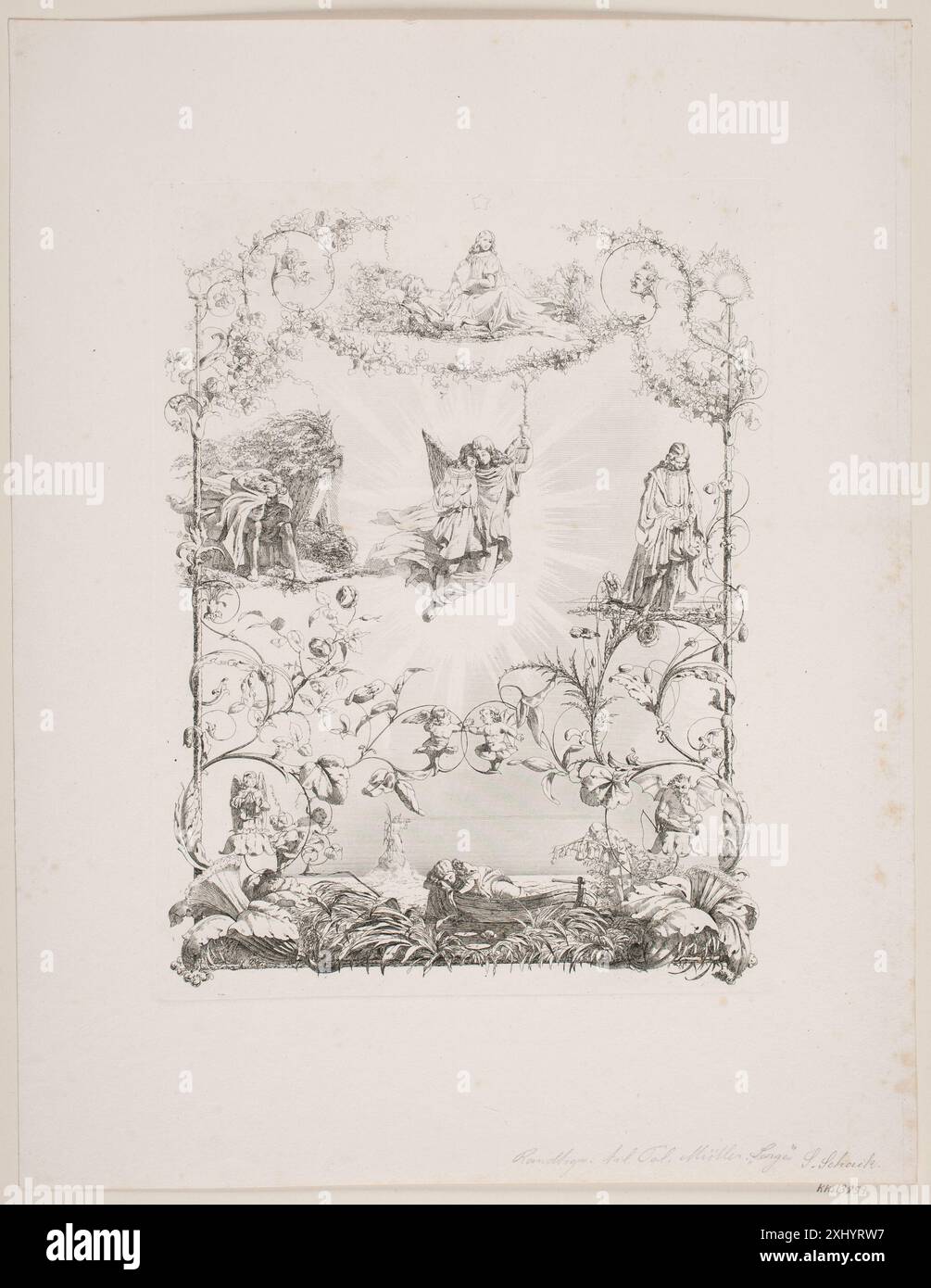 Engraving by Sophus Schack (1811-1864), a border drawing for Paludan ...