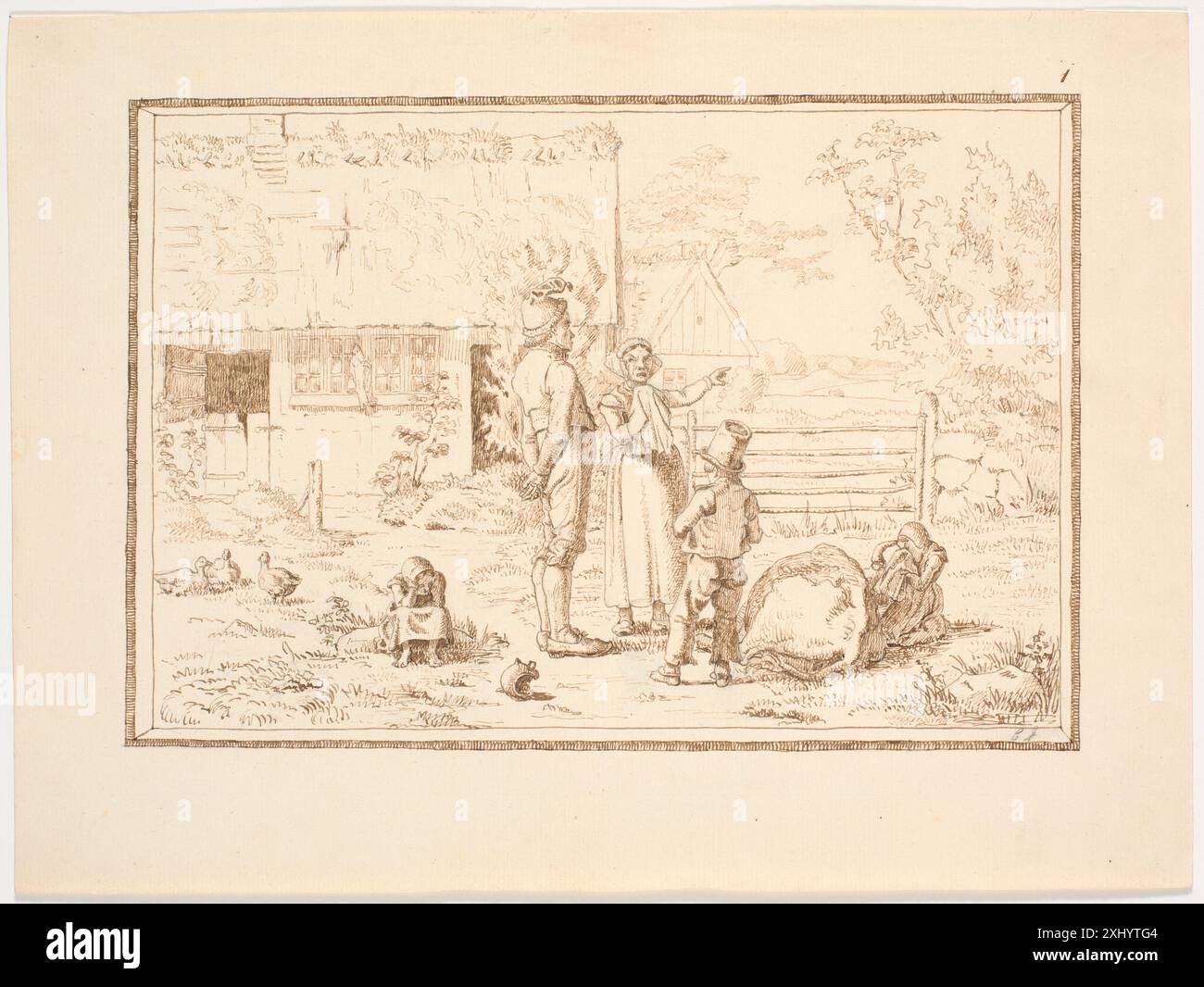 Crying peasant family (illustration for the adventure "Mountain man and ...