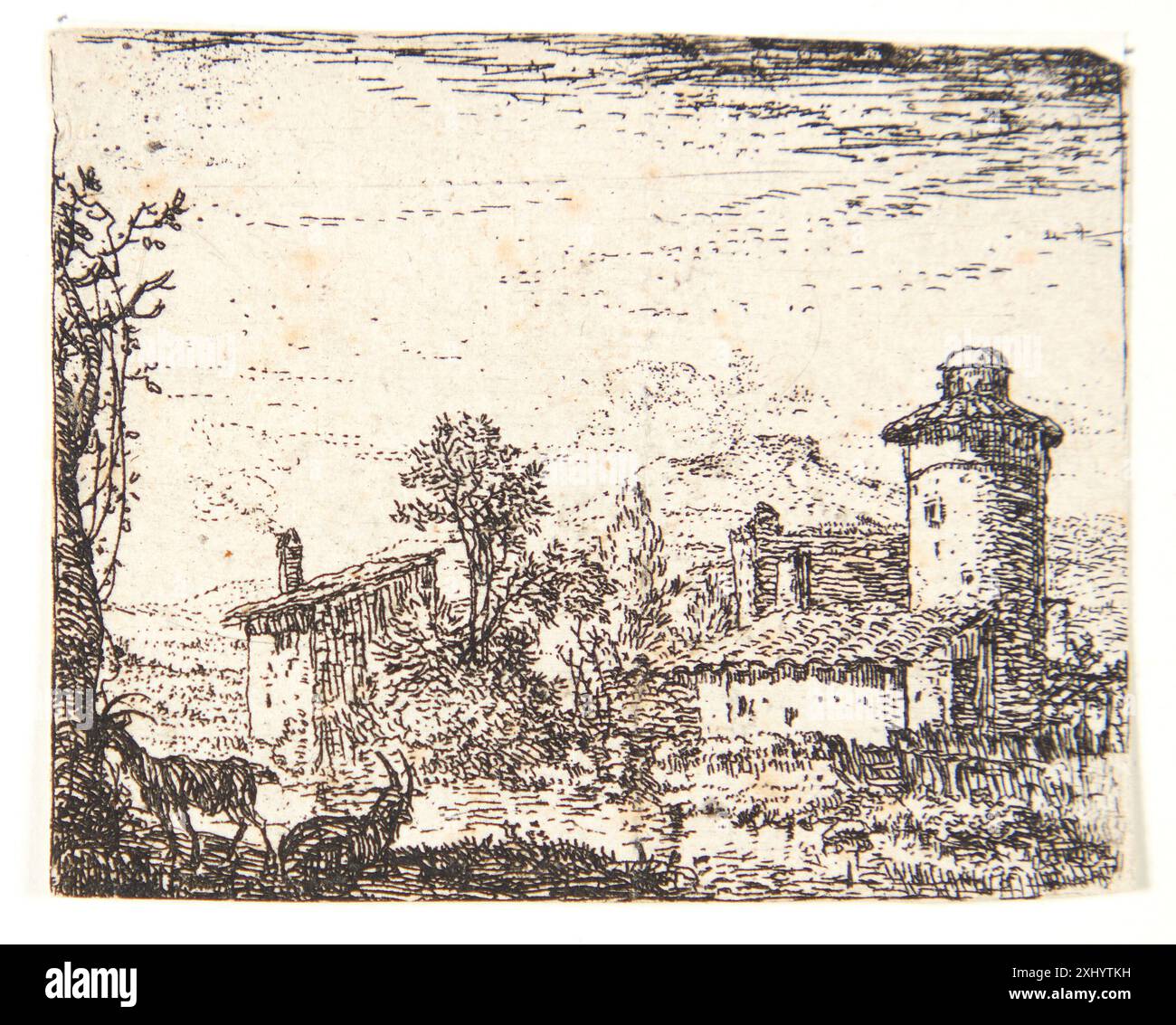 Small landscape with two goats Jardin, Karel Du 1626 - 1678 Etching ...