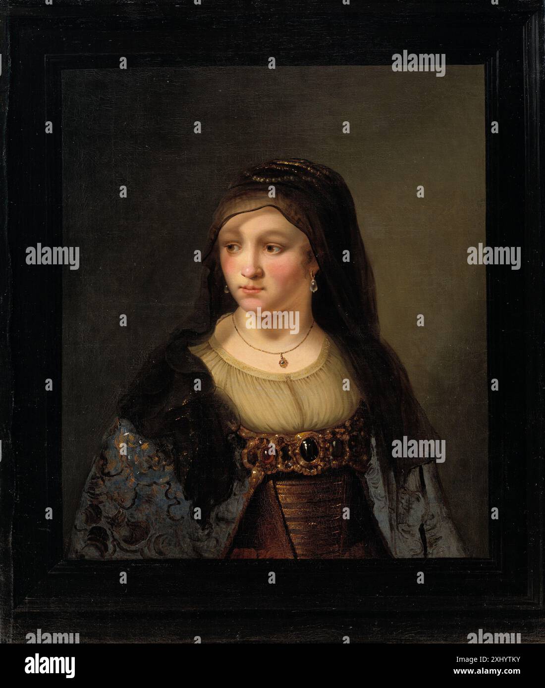 A portrait of a woman wearing a veil by Thomas Mathisen and Rembrandt ...