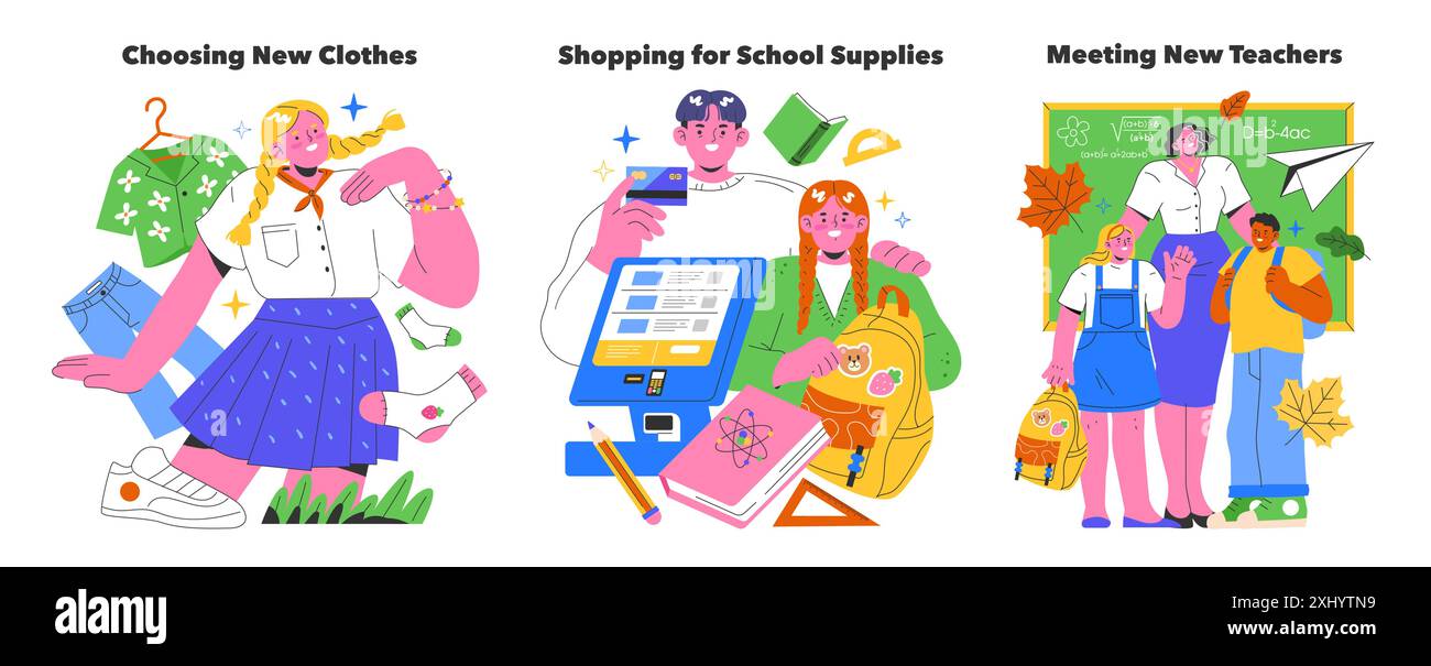 Back to School set. Illustration capturing school preparation ...