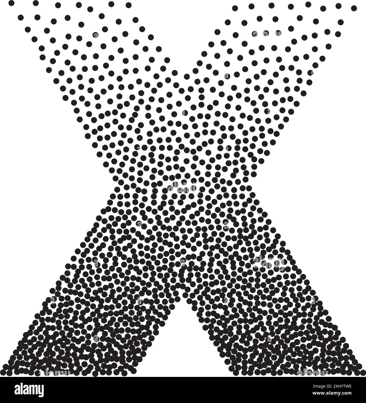 Halftone gradient grain letter X. Vector stipple dotted textured font ...