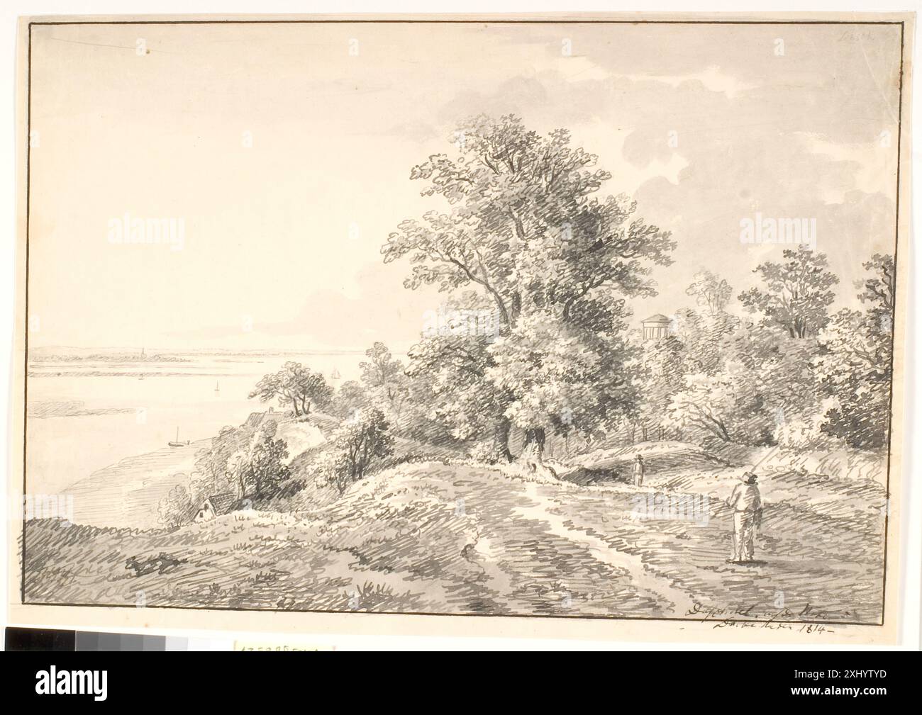 Park with small temple by the Elbe. Buxtehude Dusch, Anton Carl 1760 ...