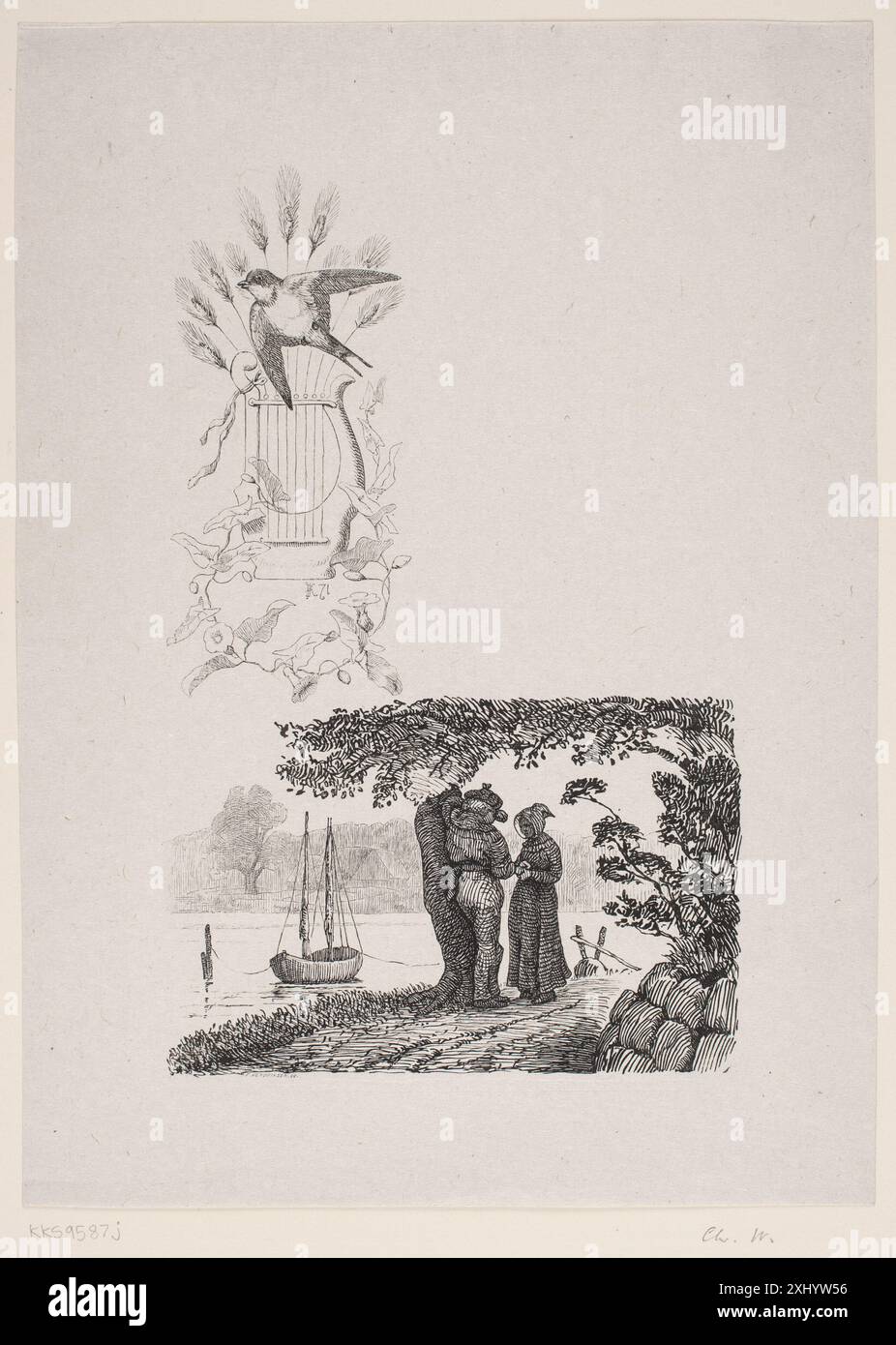 Xylograph border drawing for the introductory poem 'Vignet' by F ...