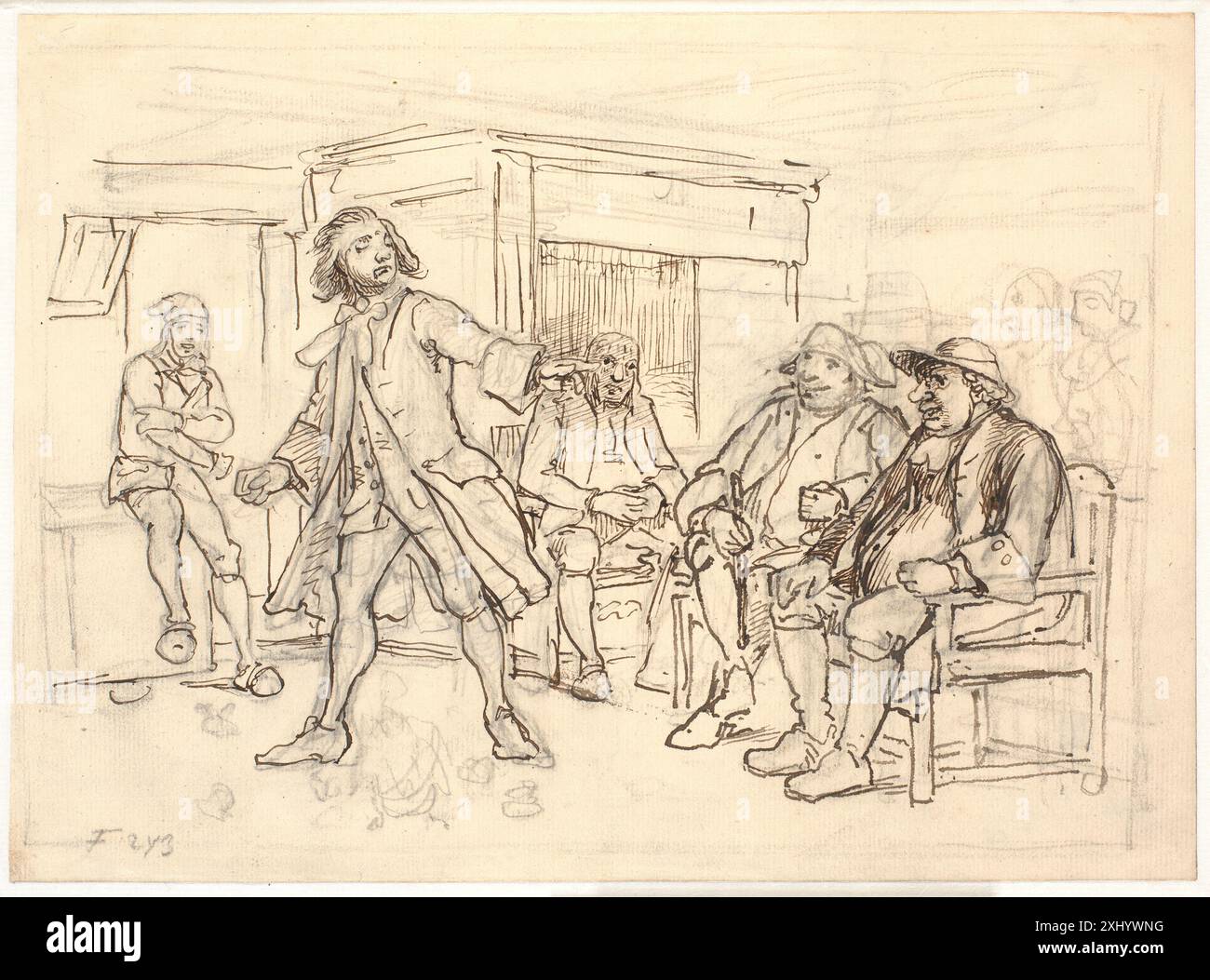 A drawing by Wilhelm Marstrand (1810–1873) depicting Erasmus Montanus ...