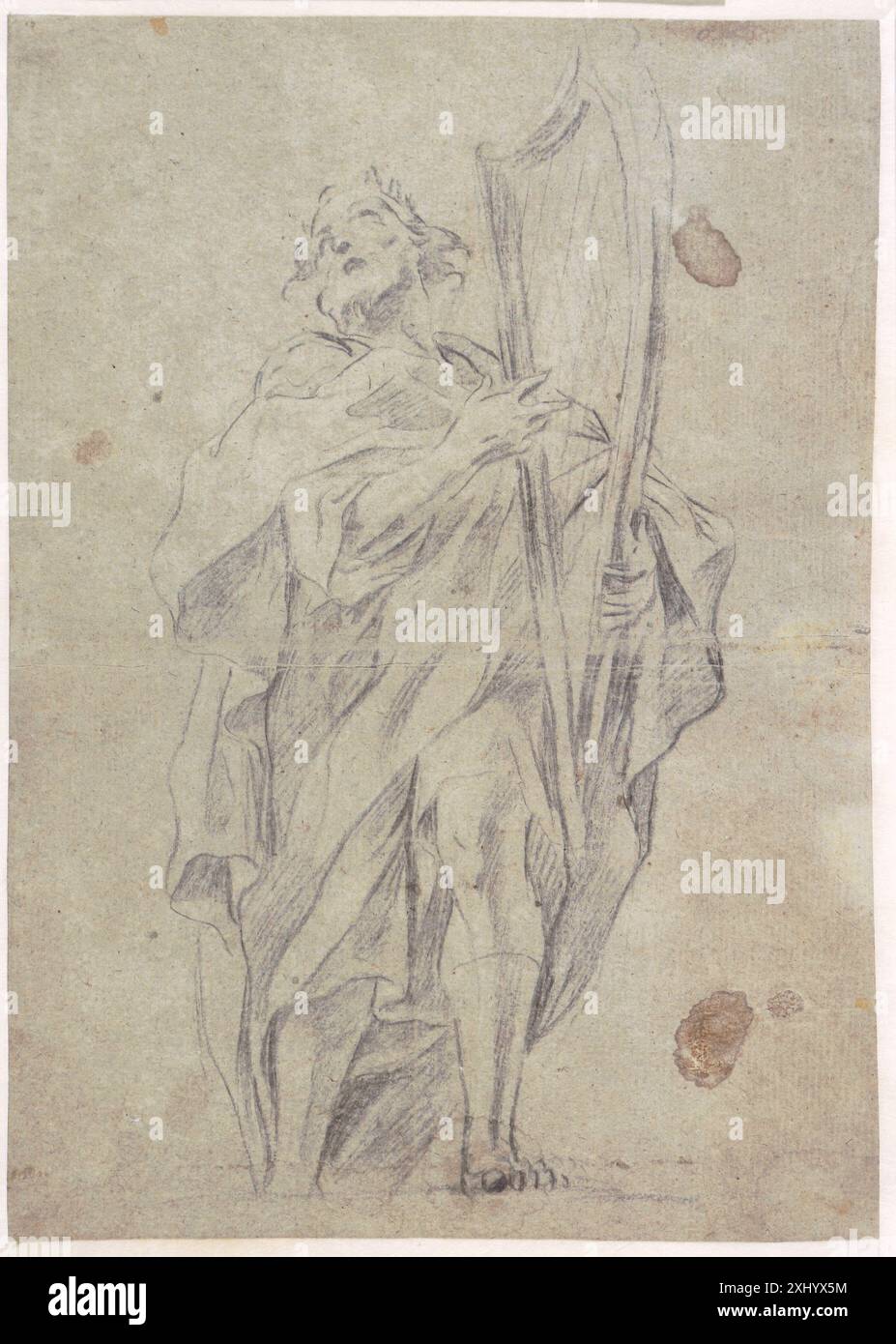 Drawing by Giovanni Battista Beinaschi depicting King David playing the ...