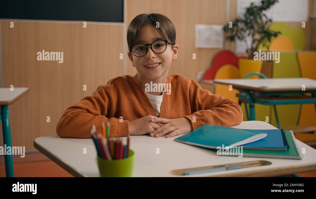 Happy private school boy primary elementary learn schoolboy Caucasian ...