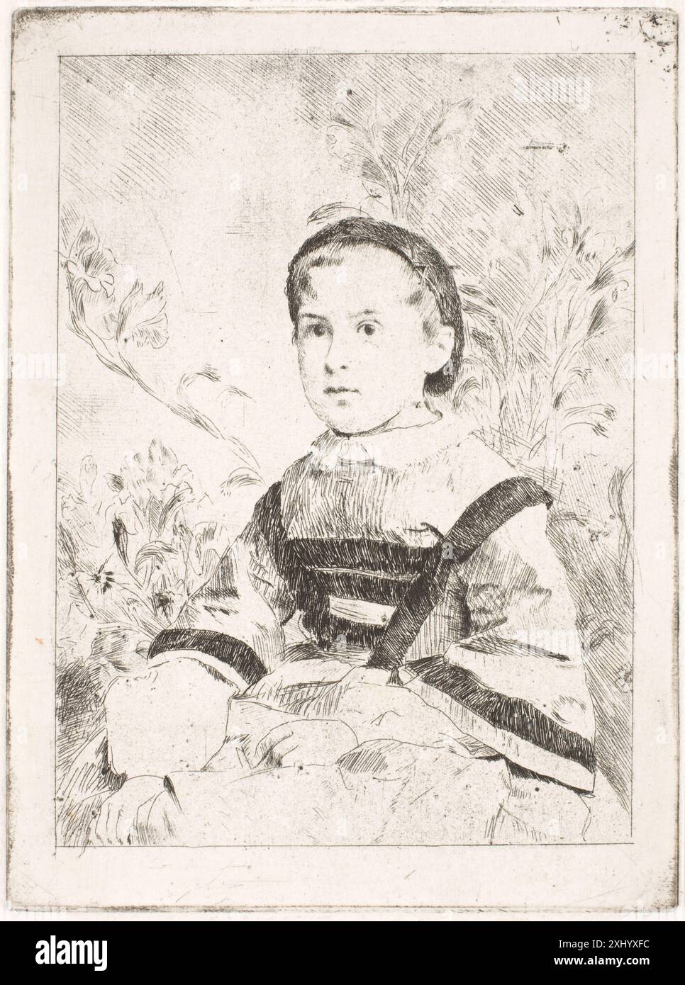 Engraving by Edgar Degas portraying Mademoiselle Nathalie Wolkonska ...