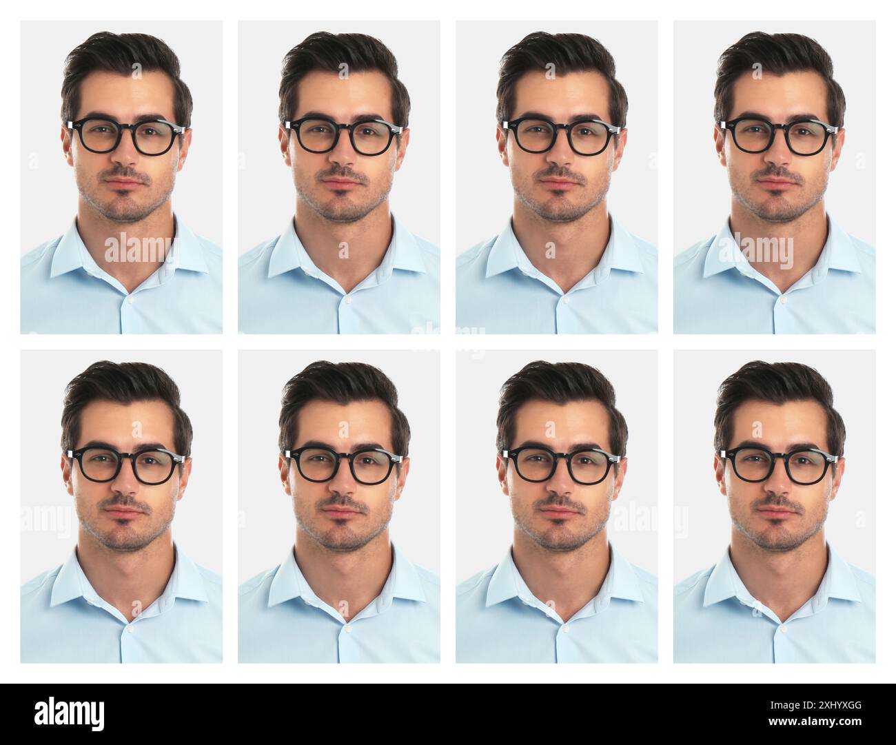 Portrait of man on white background, set. Passport photo Stock Photo ...