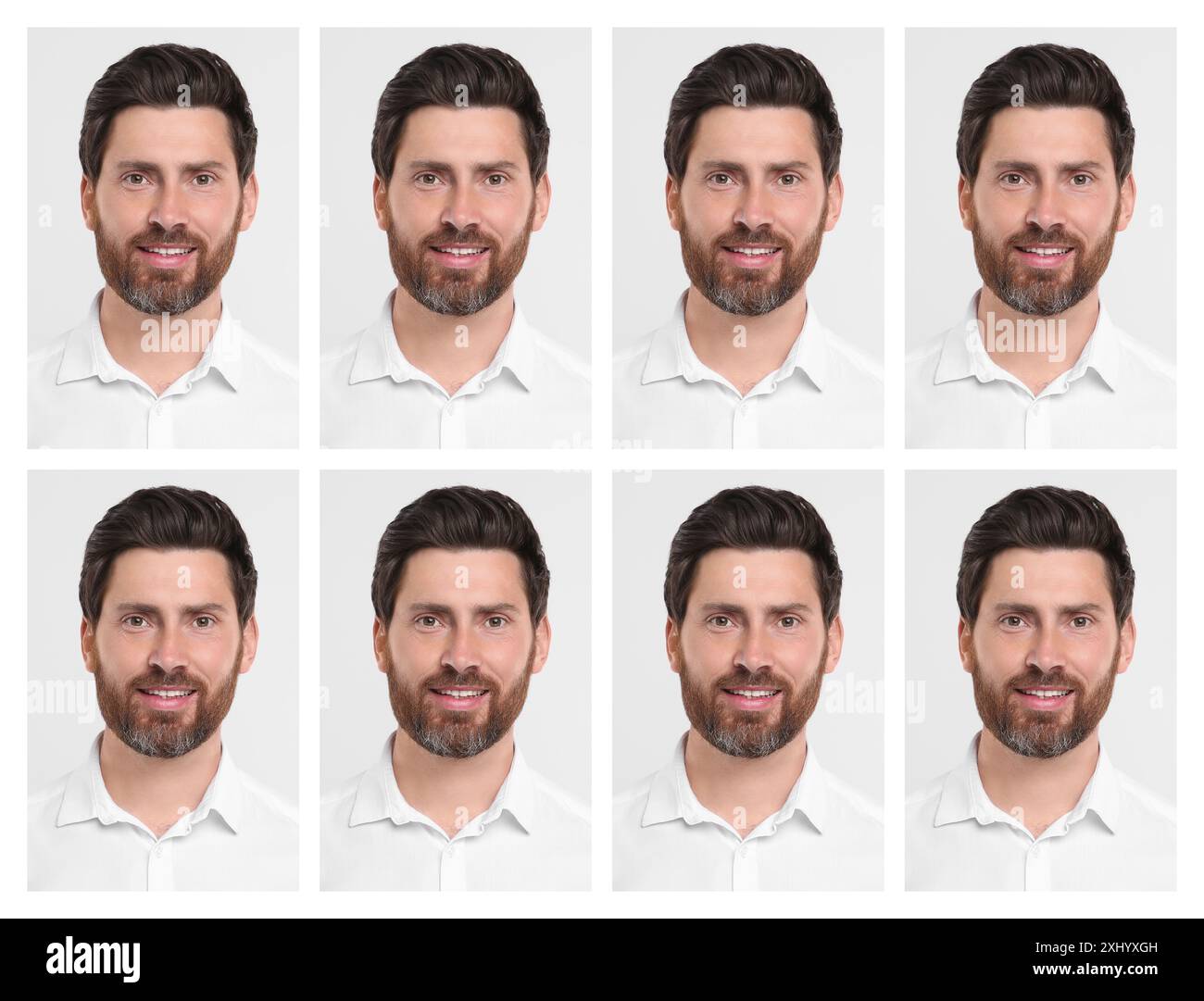 Portrait of man on white background, set. Passport photo Stock Photo ...