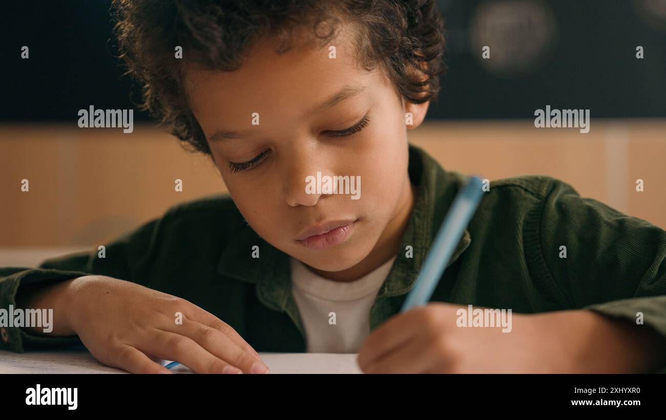 African American school boy son child ethnic guy little kid schoolboy ...