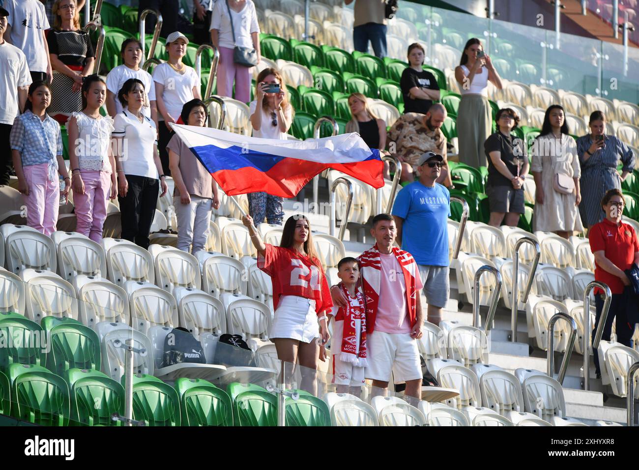 A Russian fan waves a flag during the Women's Friendlies between Russia ...