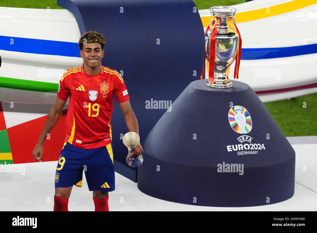 Spain's Lamine Yamal following the UEFA Euro 2024 final match at the ...