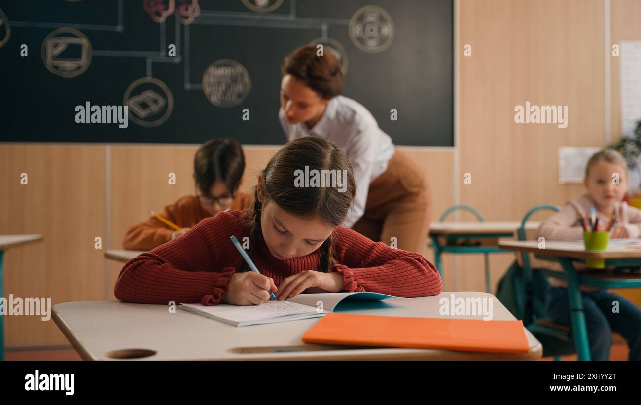 School class lesson children kids studying learning woman teacher ...