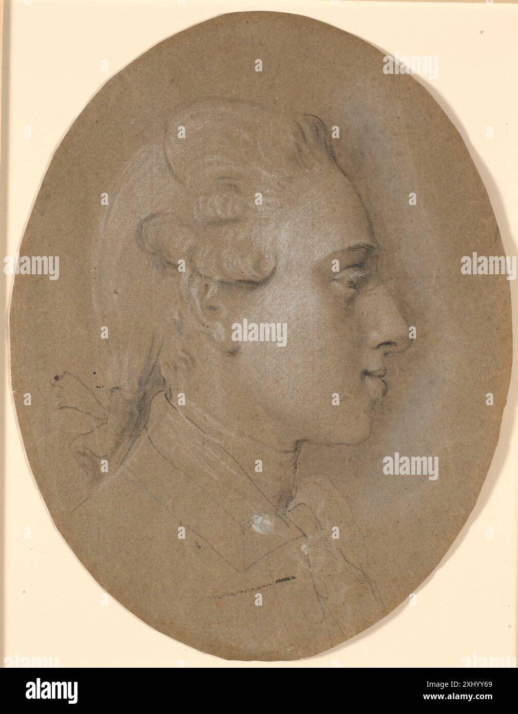 Drawing of Frederik VI as a young crown prince, shown in profile facing ...