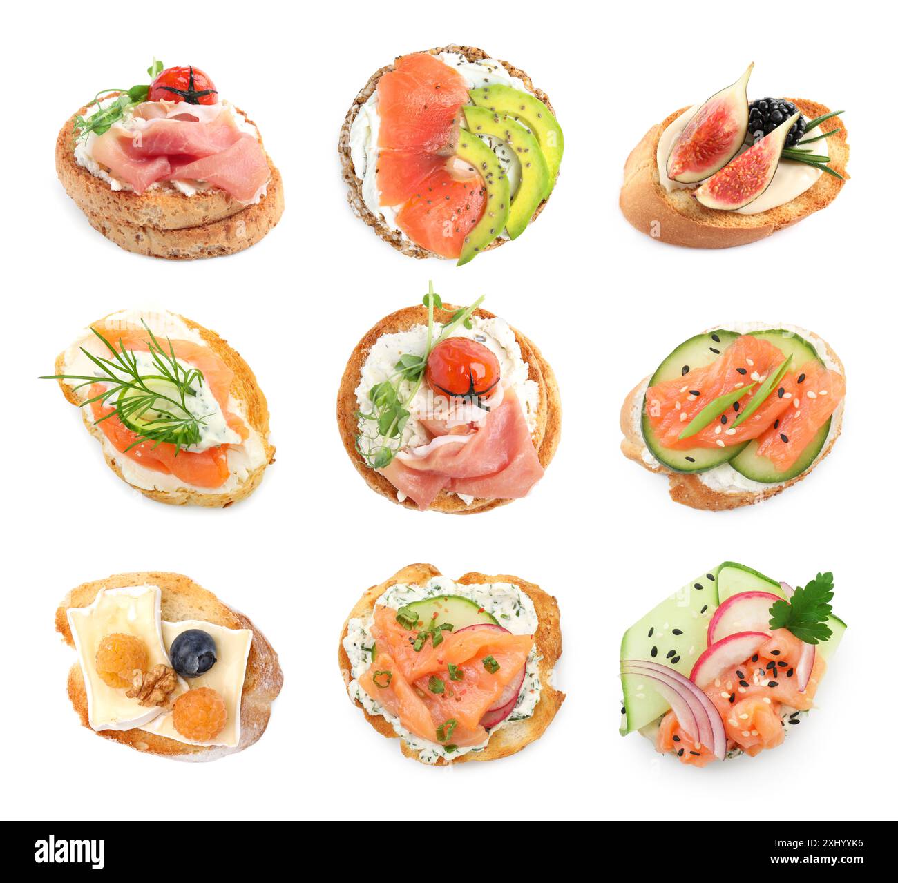 Set of different canapes isolated on white Stock Photo - Alamy